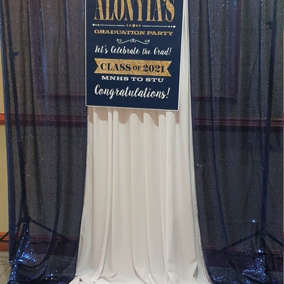 Personalized Printable Grad Party Poster Navy Blue and Gold - Etsy