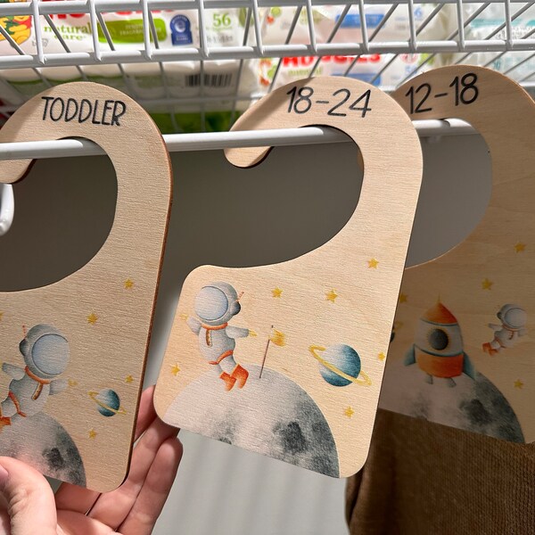 Outer Space Clothing Dividers, Astronaut Baby Clothing Divider, Wood ...