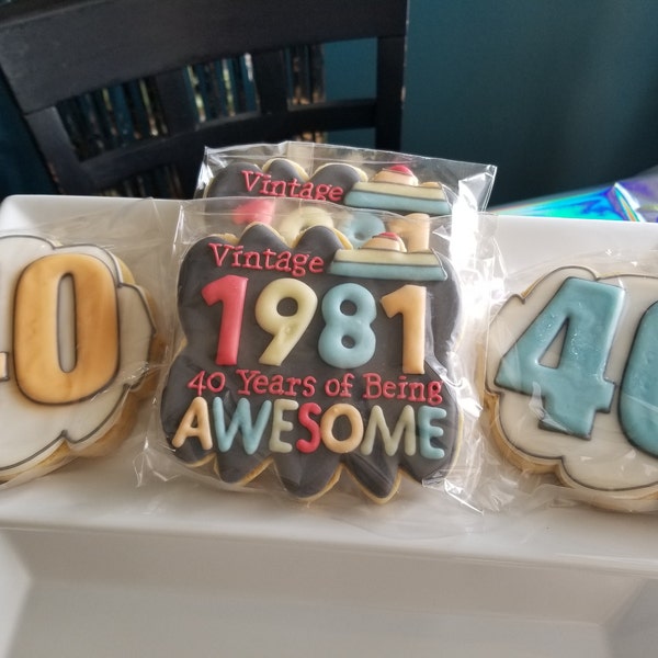 Vintage 40th Birthday Cookies - Etsy