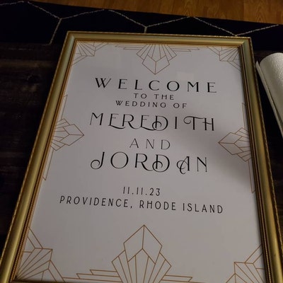 Art Deco Wedding Welcome Sign Template, Gold Art Deco Wedding Welcome ...