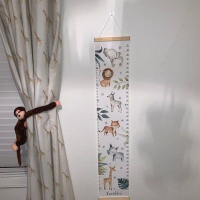 Safari Animal Height Chart, Personalised Jungle Growth Chart, Kid ...