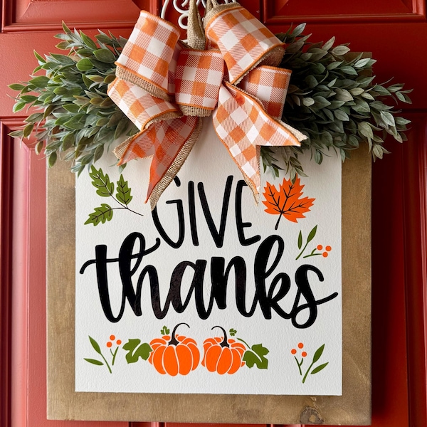 Fall Front Door Decor | Give Thanks | Fall Wreath | Fall Decor | Fall ...