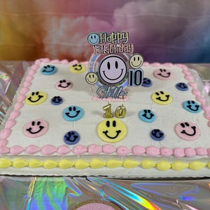 Smiley Cake Topper, Preppy Cake Topper, Smile Cake Topper, Groovy Cake ...