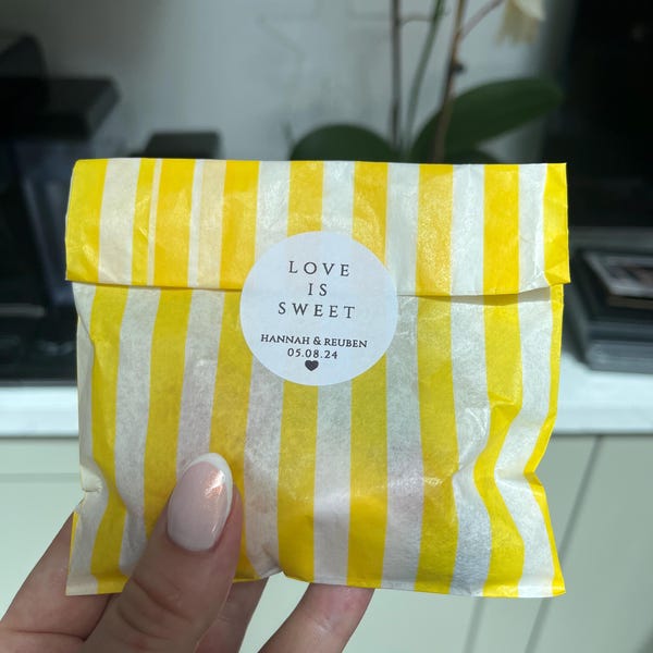 Love Is Sweet Sticker Personalised Wedding Favour Stickers Party Bag