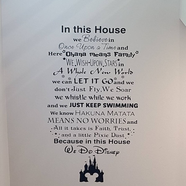 In This House We Do Disney Wall Decal Playroom Sign Quote Lettering ...