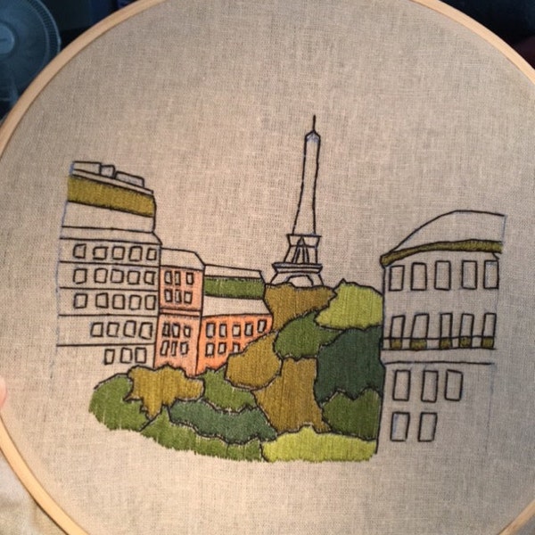 Paris, France. Architectural Hand Embroidery Pattern PDF. DIY ...