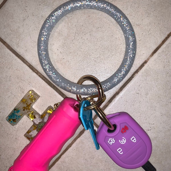 Glitter Silicone Bangle Bracelet Keychain,9 Colors，lanyard Bracelet ...