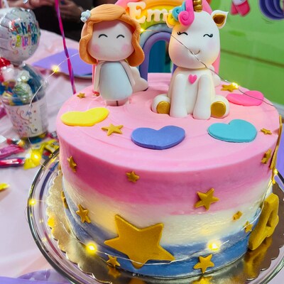 Fondant Rainbow Cake Topper Pastel Rainbow Cake Topper Rainbow Cake ...