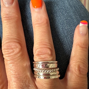 Set of 4 Silver Stack Rings - Etsy UK