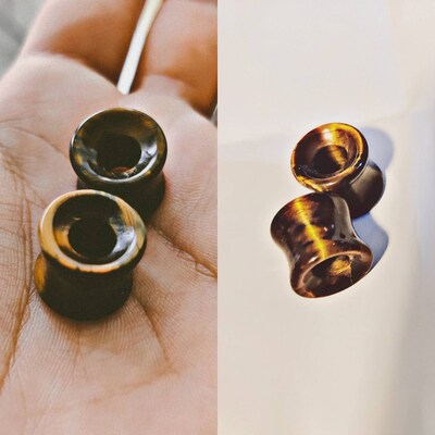 Stone Tunnel Plugs Gauges Blue Tiger Eye Stone Tunnels Double Flare ...