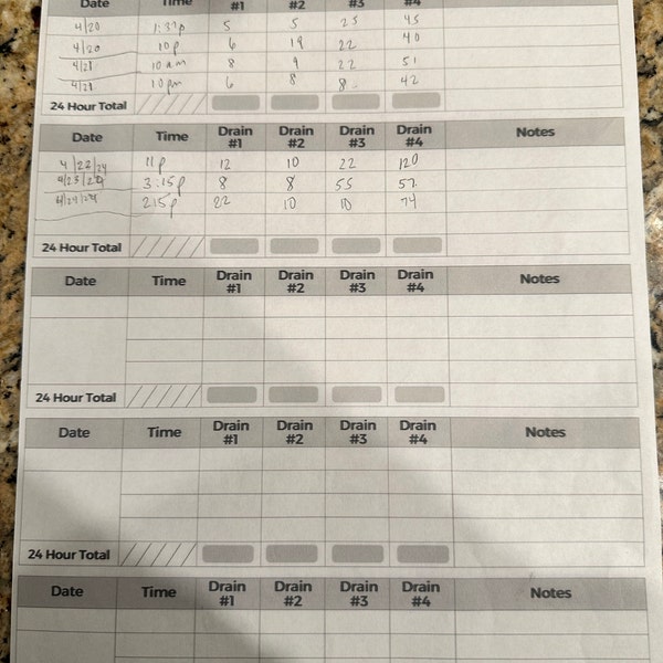 Post-op Surgical Drain Tracker: Mastectomy, Tummy Tuck, BBL (digital ...