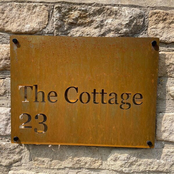 Corten Steel House Address Company Business Name Wall Mounted Sign ...