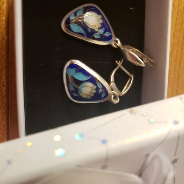 Georgian Cloisonne Enamel Ring Artisan Silver Jewelry Brown Color ...