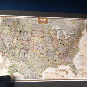 Personalized North Carolina Earth Toned Travel Map With Pins Push Pin ...