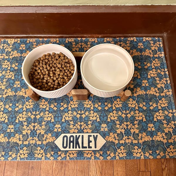 Personalized Pet Bowl Mat With Fringe, Nonslip, Machine Washable Nora ...