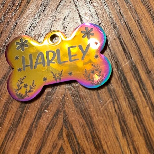 Personalized Designer Pet ID Tag - Deep Engraved Double Sided ...
