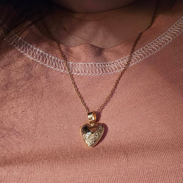 18k Gold Plated Heart Locket - Dainty Heart Locket With Photos - Locket ...