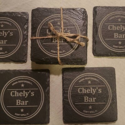 Personalised Bar Coasters Home Bar Gifts Set of 4 Bar Coasters Slate ...
