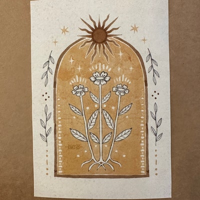 Spiritual Art Print Moon Phase Illustration Boho Gift Idea Blue Folk ...