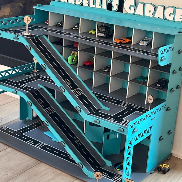 Wooden Toy Car Garage With Ramps, Doors, Gas Station - Etsy
