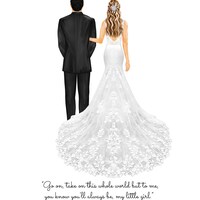 Personalized Bride and Dad Portrait Art PRINT | Father of the Bride ...