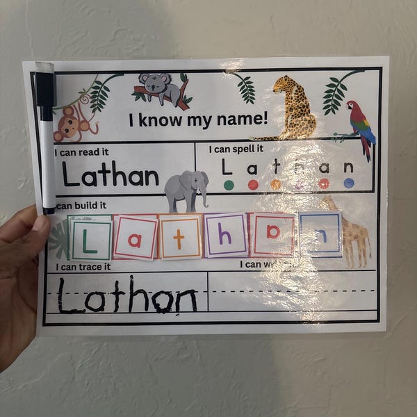 Personalized Name Dry Erase Mat for Preschool and Kindergarten ...