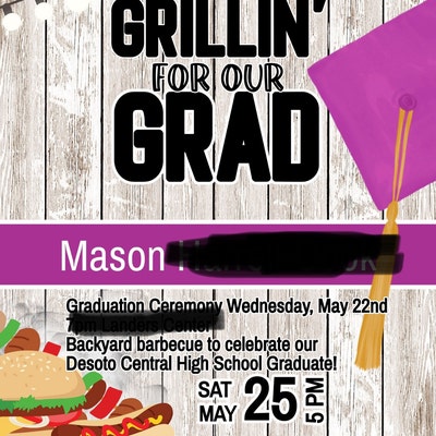 Editable GRILL for GRAD Party Invitation Graduation Barbecue BBQ Invite ...