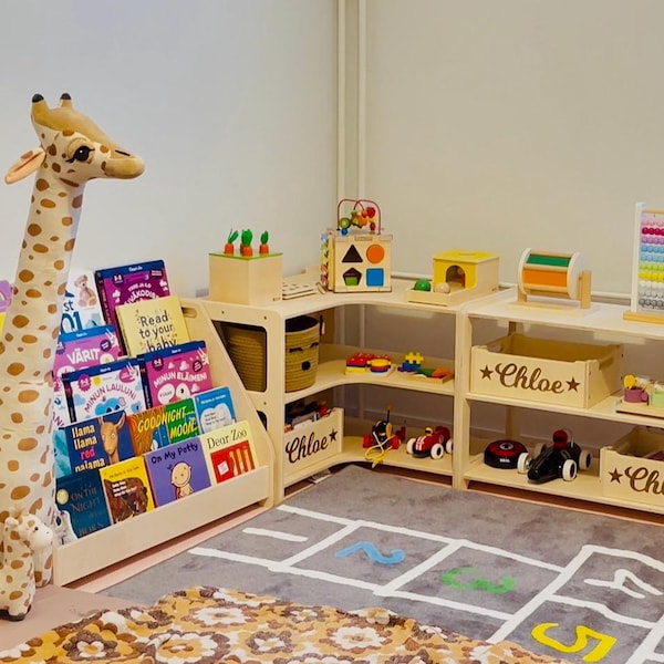 Kids Bookshelf + Toy Storage + Corner Shelf, Kids Furniture, Nursery ...