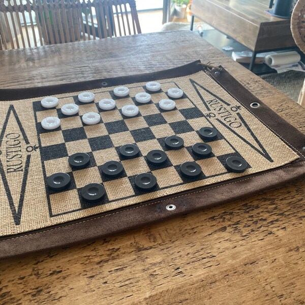 Rustigo Portable,roll Up,travel Backgammon and Chess/distressed Blue ...