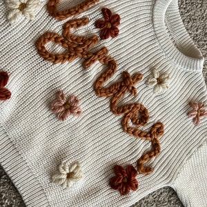 Personalized Embroidered Name Sweater With All Over Flowers - Etsy