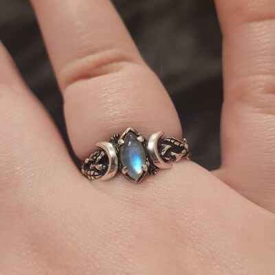 Rose Gold Moon Ring luna Silver Moonstone Moon Ring Moon - Etsy
