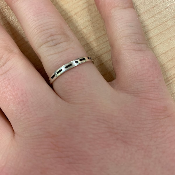 Morse Code Ring Personalized - Hand Stamped Initial Ring - Monogram ...