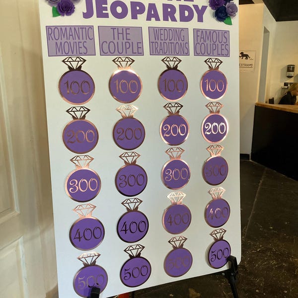 Bridal Jeopardy Choose Your Colors Shower Game Party Games Bride Trivia ...