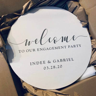 Round Wedding Welcome Sign Custom Circle Wood Wedding Sign Circle ...