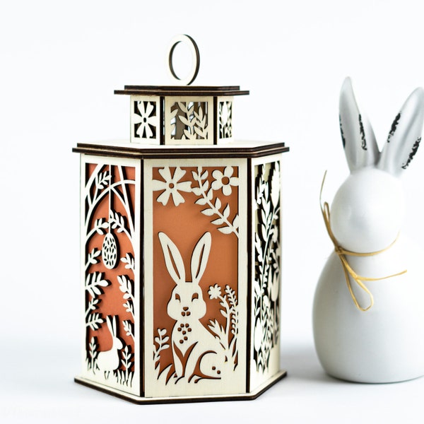 Easter Lamp Candle Holder Ornaments Light Bunny Tealight Lamp Night ...