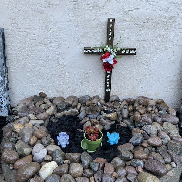 STEEL Infant Cross With Bear Figures// Infant Grave Marker// Baby Cross ...