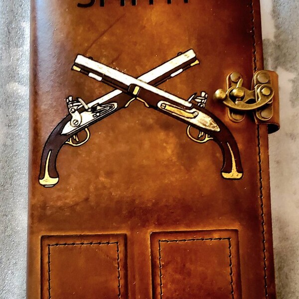 Military Police Cross Pistols, Leather Book Cover, Personalized Police ...
