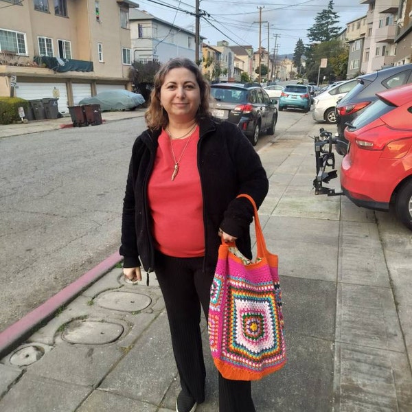 Poppins Bag,big Crochet Purse, Large Crochet Vintage Bag,xl Crochet Bag ...