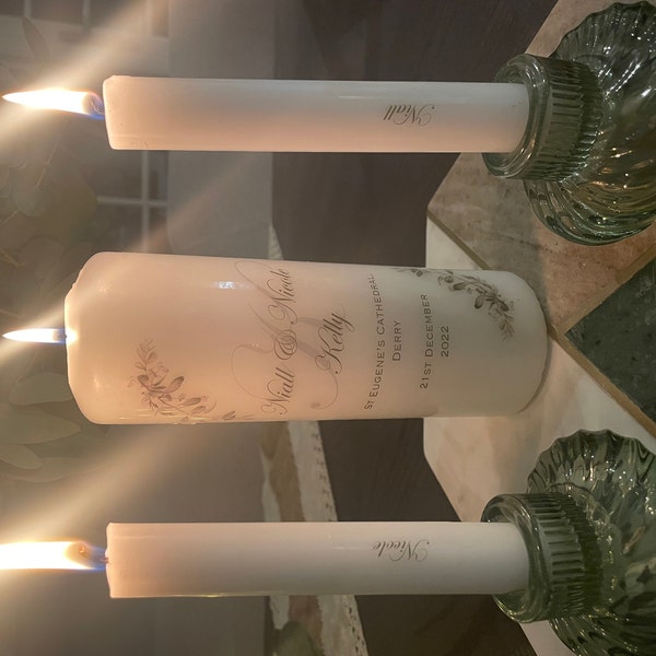 Personalised Monogram Unity Candle Set Wedding Engagement Centrepiece ...