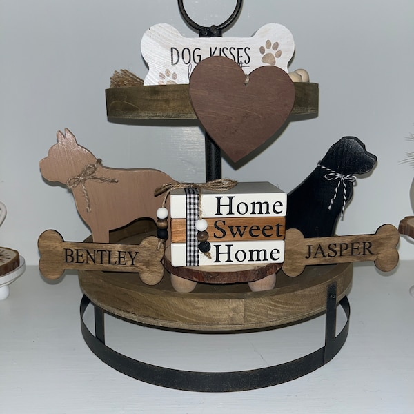 Dog Themed Tiered Tray Decor, Personalized Dog Signs, Dog Mom Gifts ...