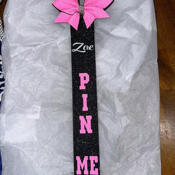 Pin Me Cheer Competition Tag Ribbons, Customizable Glitter Colors + Add ...