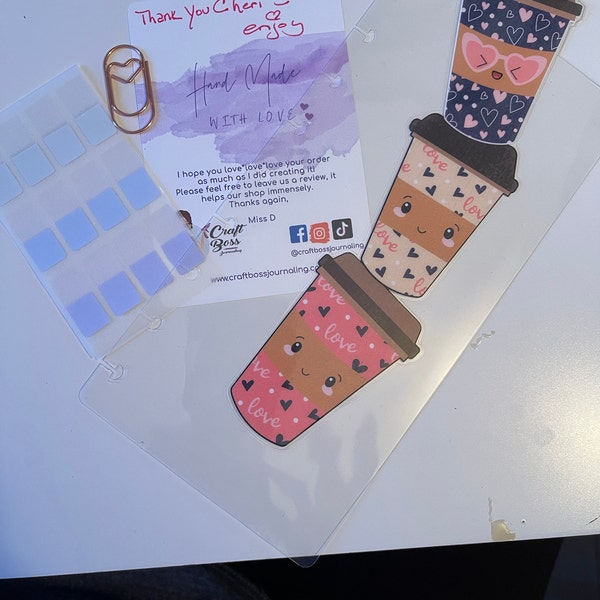 Handmade Stacked Coffee Cup Bookmark: Planner Accessory Gift - Etsy