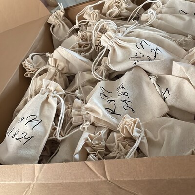 100 Organic Cotton Drawstring Bag, Personalized Jewelry Packaging Pouch ...