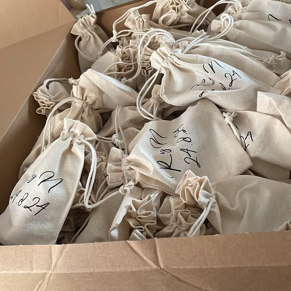 100 Organic Cotton Drawstring Bag, Personalized Jewelry Packaging Pouch ...