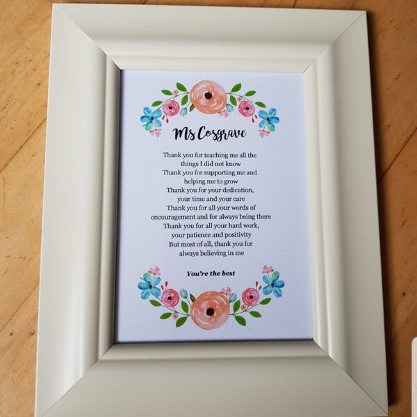 Teacher Poem - Thank You Teacher Gift - End of Year Teacher Gift ...