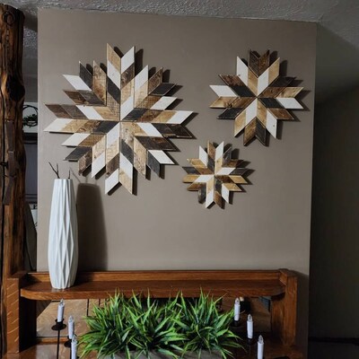Wooden Barn Star Pattern, Wood Quilt Star, Mosaic Wood Wall Art ...