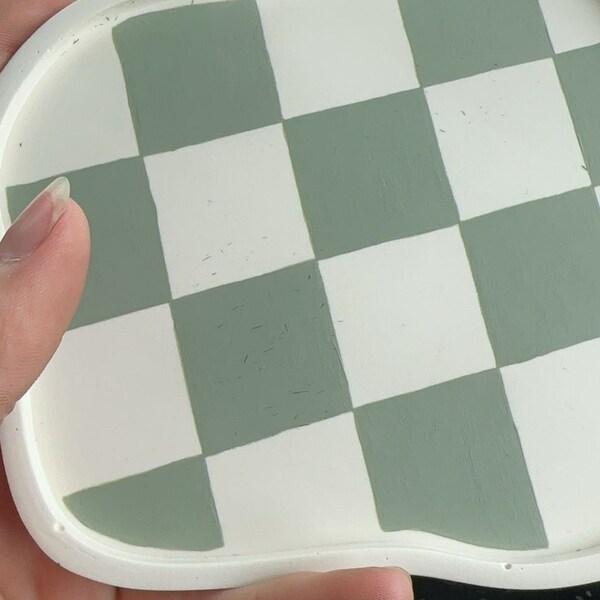 Decorative Tray, Jewelry Dish, Catch All Tray, Checkered Trinket Tray ...