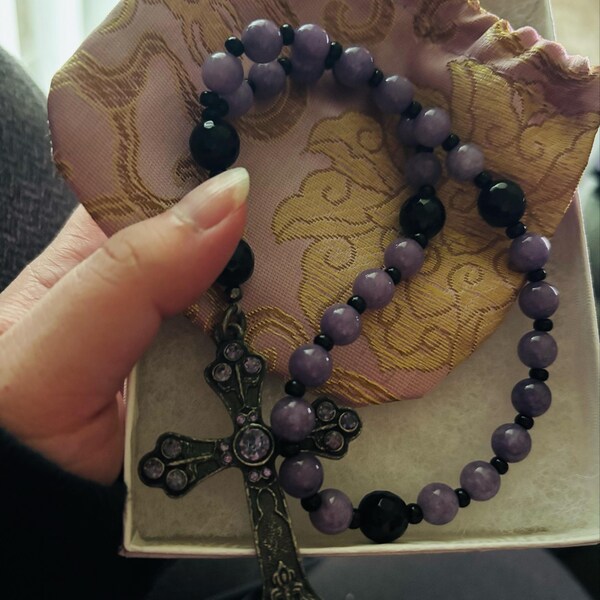 Blue Ceramic and Decorative Wood Cross Protestant Prayer Beads ...