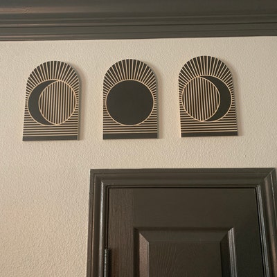 CARVED Set of 3 Eclipse Arches. Wall Hanging Moon Phase Wall Hanging ...