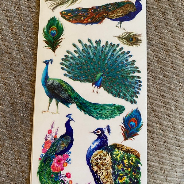 3 Sheets Self Adhesive Peacocks and Feathers Stickers STKC129 - Etsy